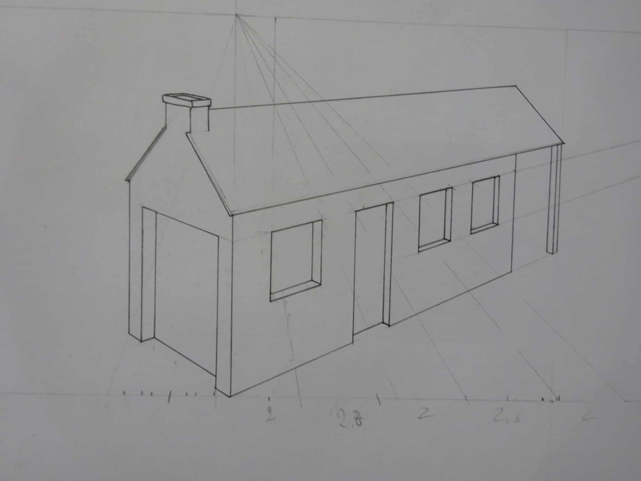 exercice de perspective à 2 points de fuite - L'Atelier de Claire